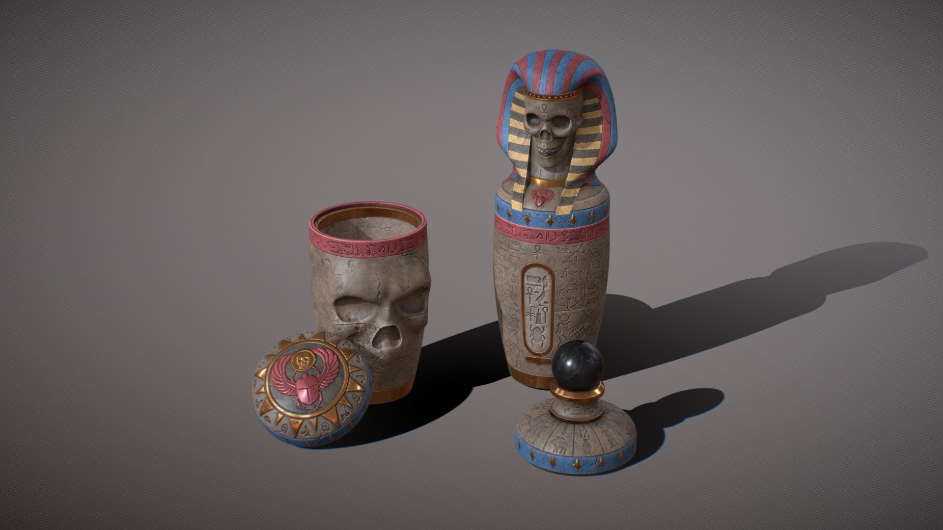 OB 02 Egyptian Necromancer Kit Canopic Jars - 3D model by DuoDraconis ...