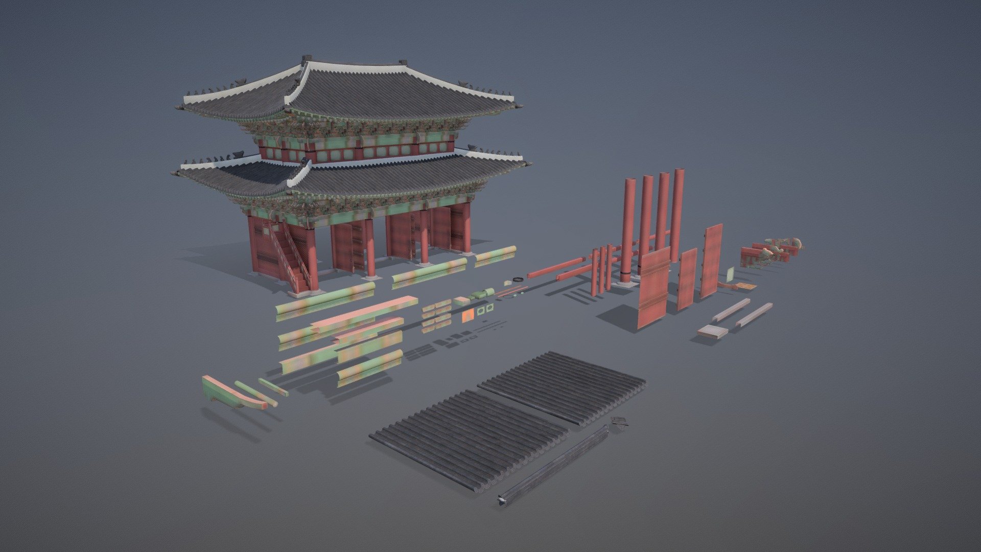 Korea Gyeongbokgung Geunjeongmun Gate - Buy Royalty Free 3D model by ...