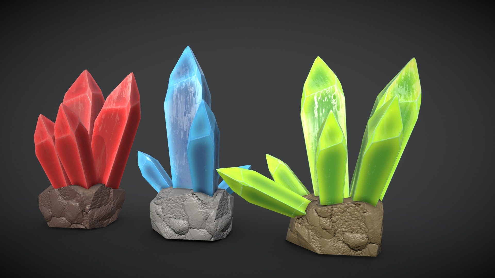 Unreal minerals and crystals stylized PBR game r - Buy Royalty Free 3D ...