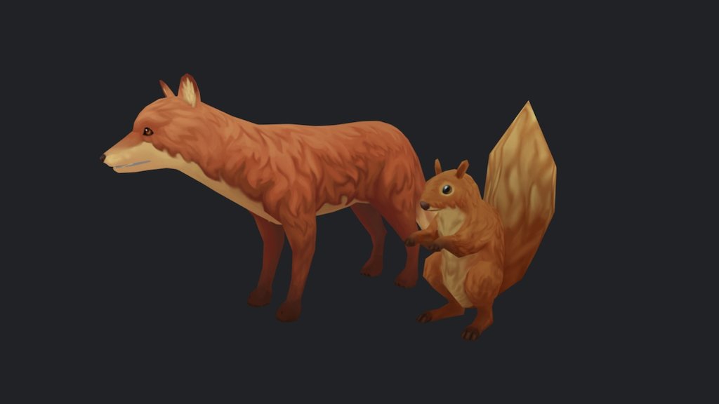 Hand Painted Fox and Squirrel - 3D model by lucak [30fe6b3] - Sketchfab