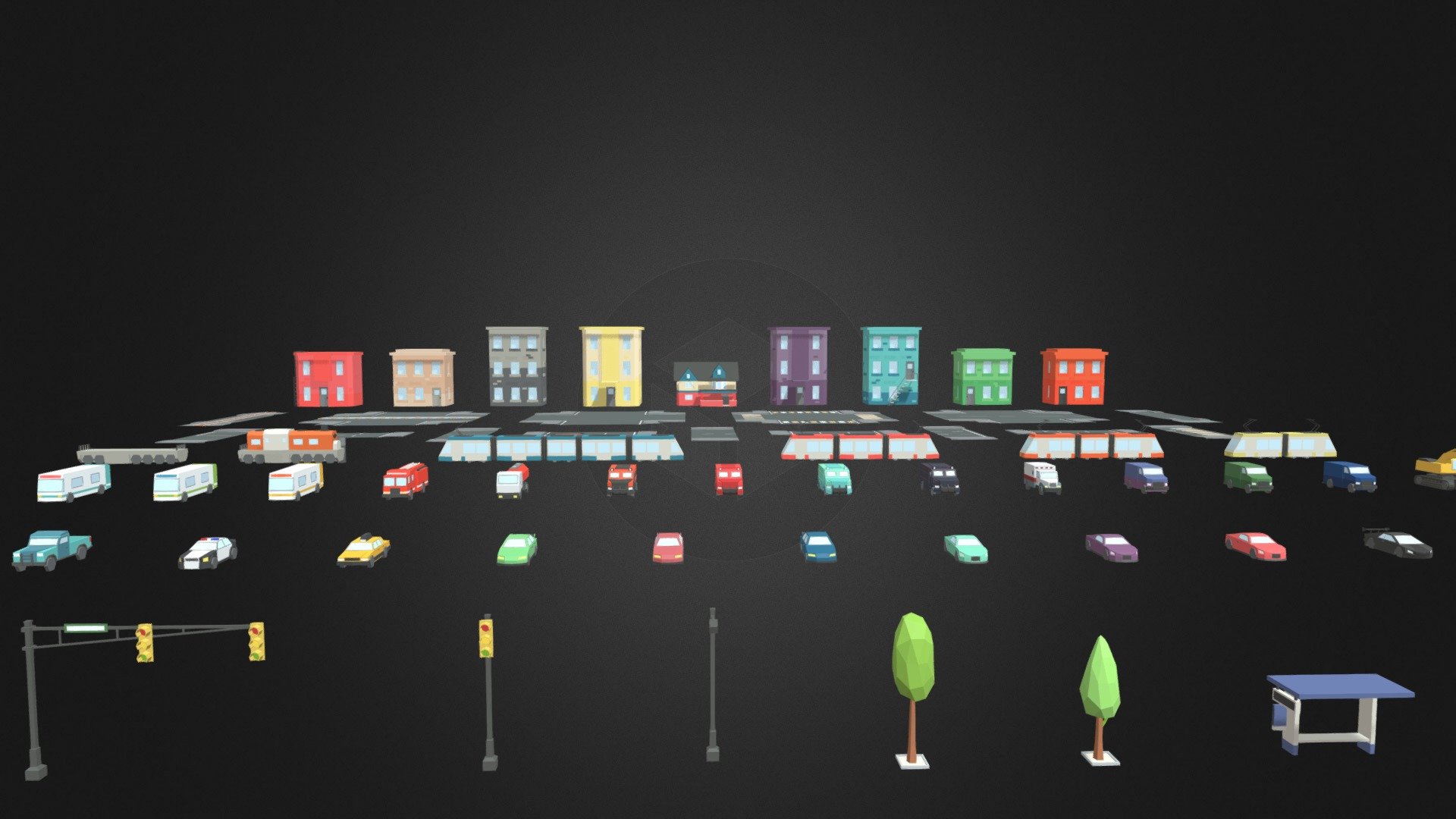 Free Low Poly Simple Urban City 3D Asset Pack - Download Free 3D model ...