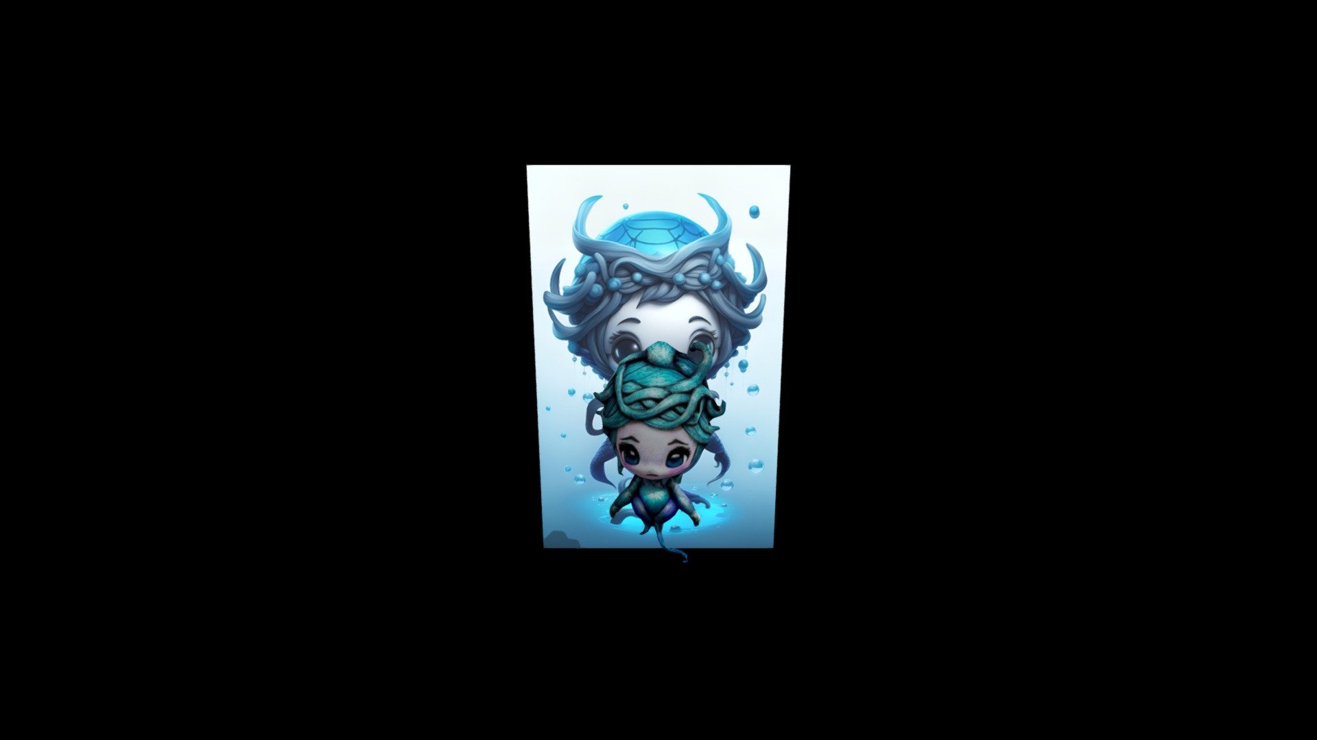 "Cute Chibi Mermaid in Blue Underwater World" - Download Free 3D model ...