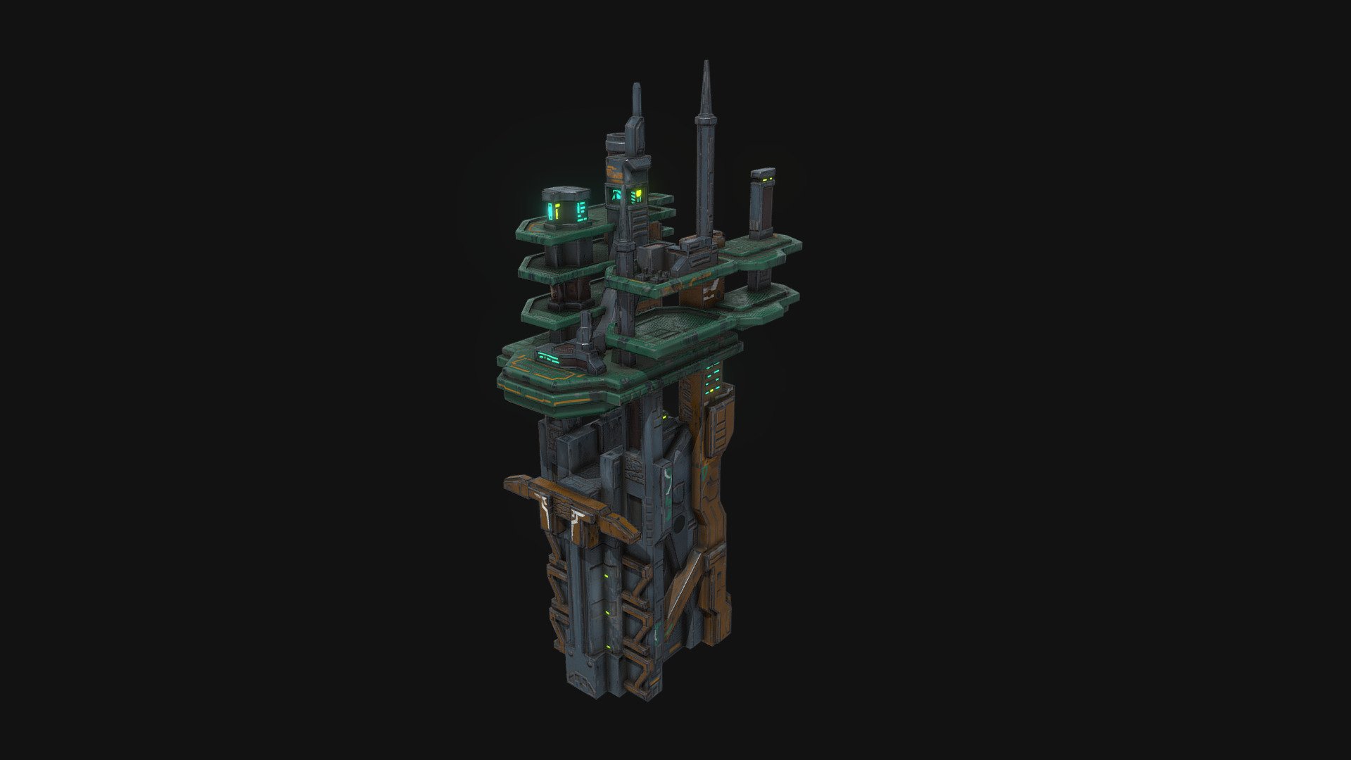 Low poly sci fi building block environment asset - 3D model by ...
