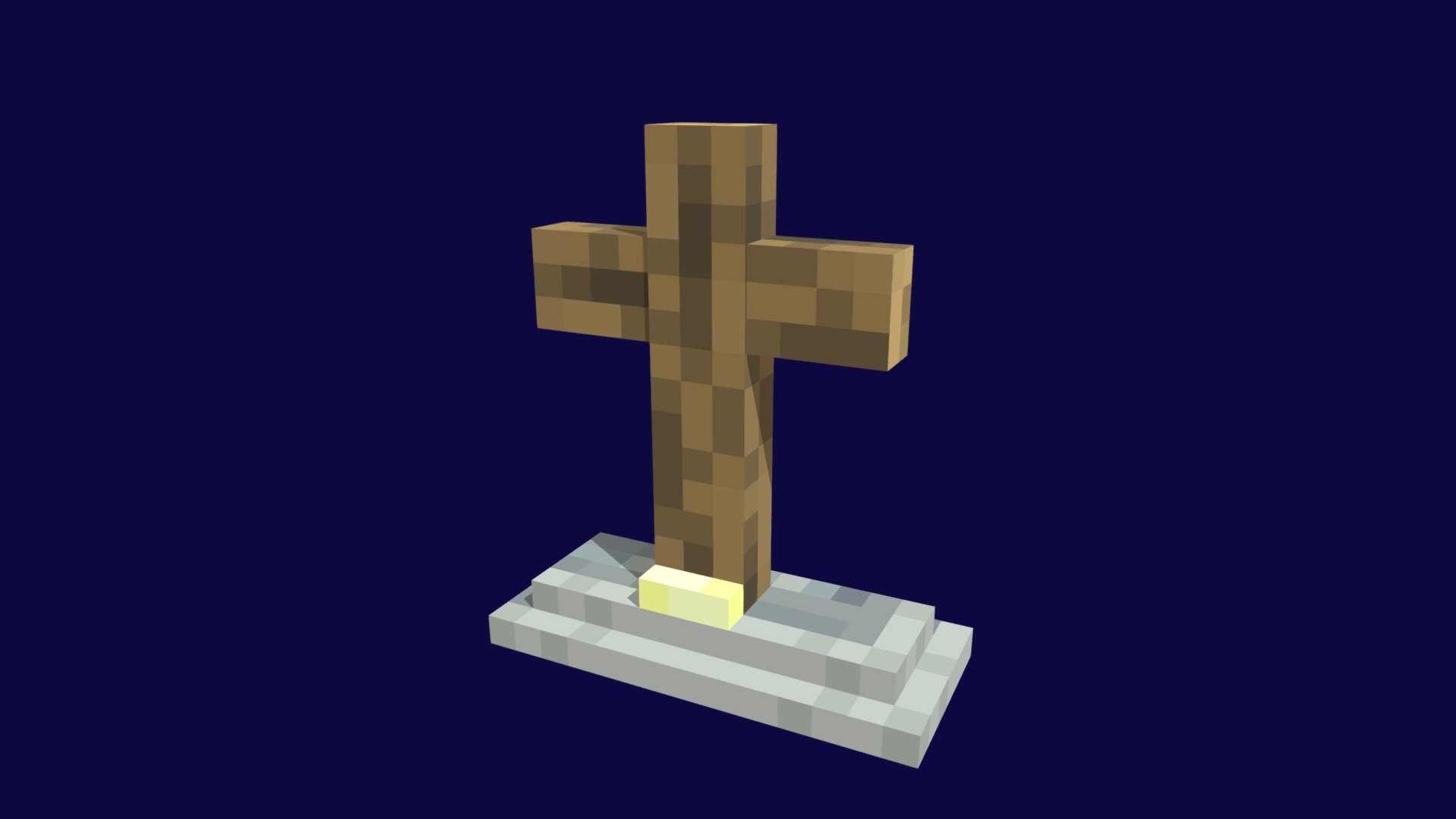  Minecraft Wooden Cross Gravestone Download Free 3D Model By