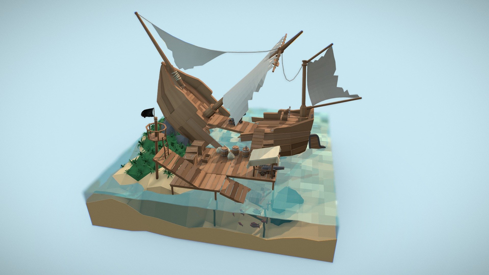 LowPoly: Shipwreck - Buy Royalty Free 3D model by MarcinGArt (@marcin.gk) [313418c] - Sketchfab ...