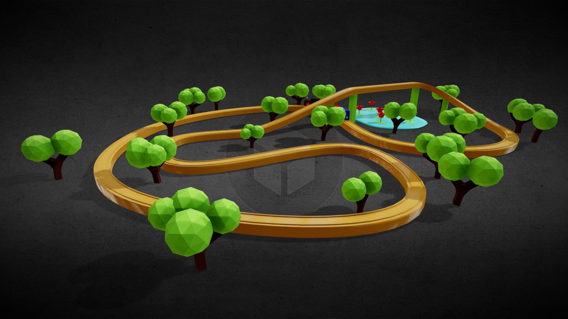 Toy Train Scene - 3D model by Vatsal_Jariwala [31441e5] - Sketchfab