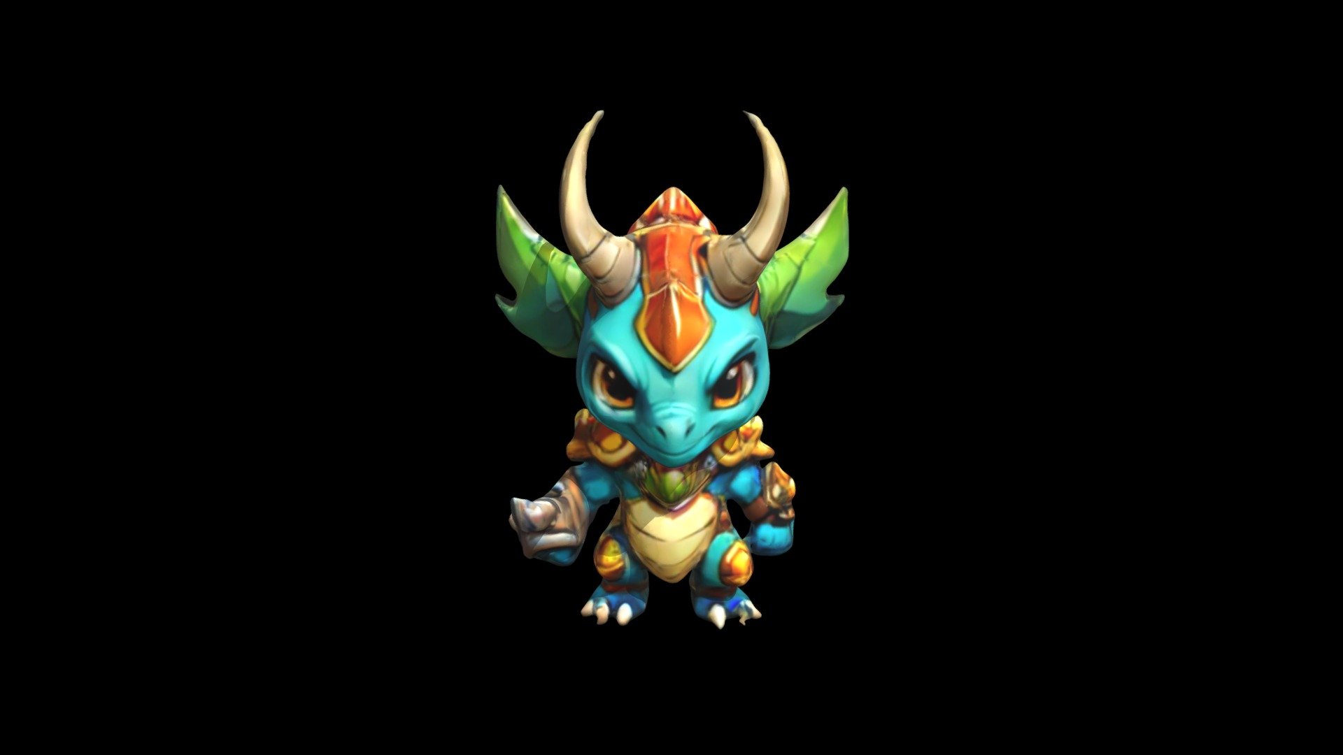 Blue armor dragon with horns and green spikes. - Download Free 3D model ...