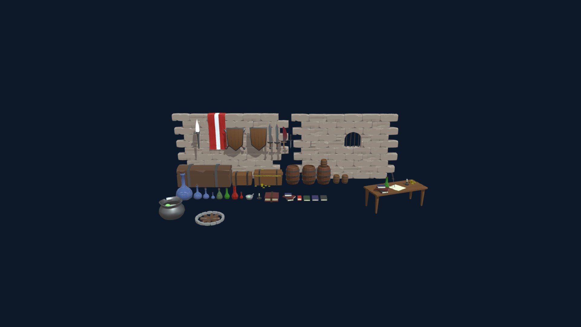 Game asset: knife, sword, barrels and more - Buy Royalty Free 3D model ...