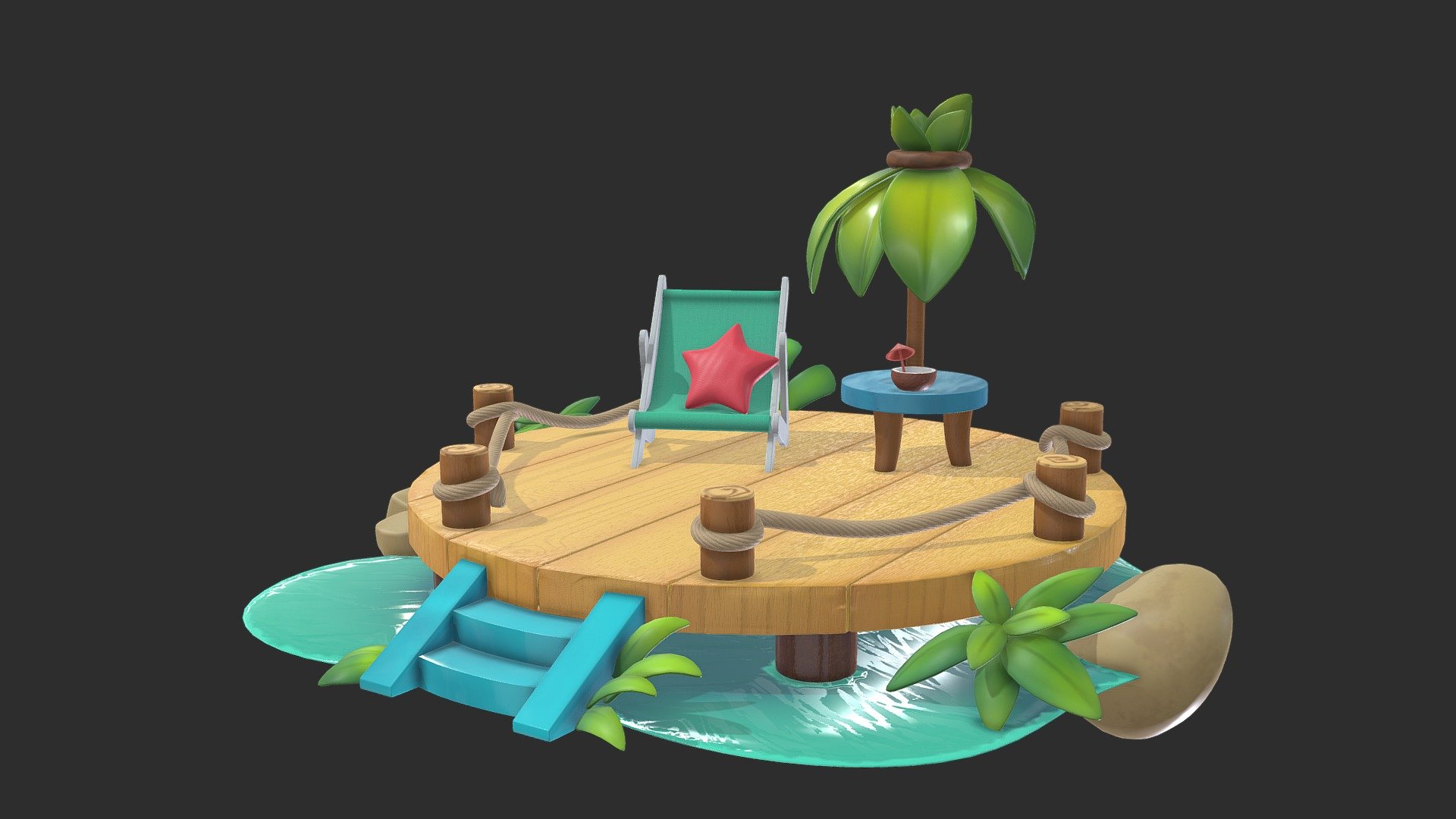Tropical Beach Deck Asset - Animated 3D Model - 3D model by Incredimate ...