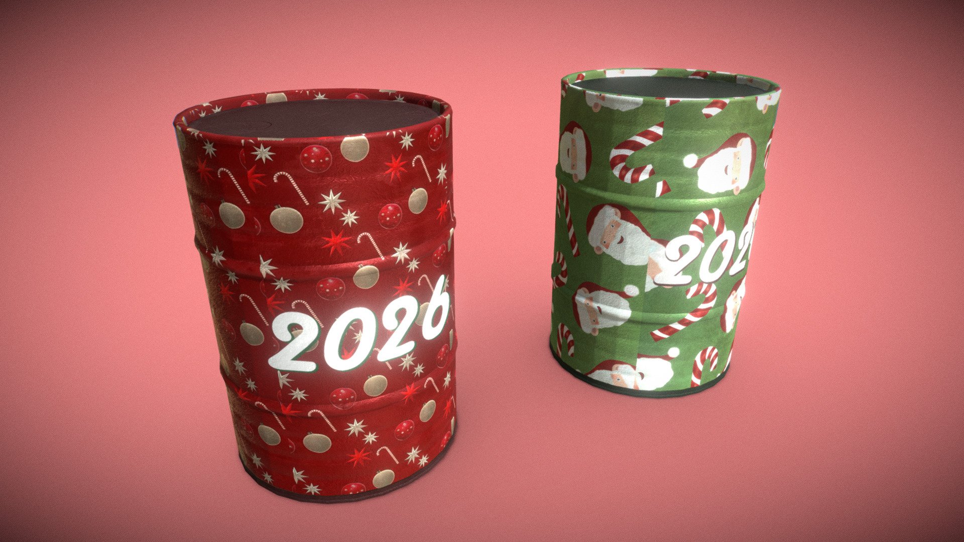 Festive Christmas Metal Barrel - 3D model by cankut (@cankutt) [315d338 ...