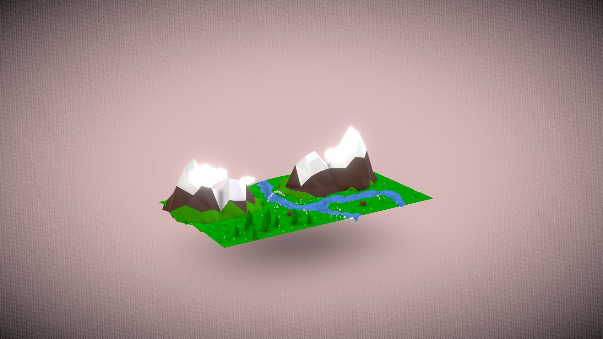scene low poly nature - 3D model by komarik (@archuk0) [3188104 ...
