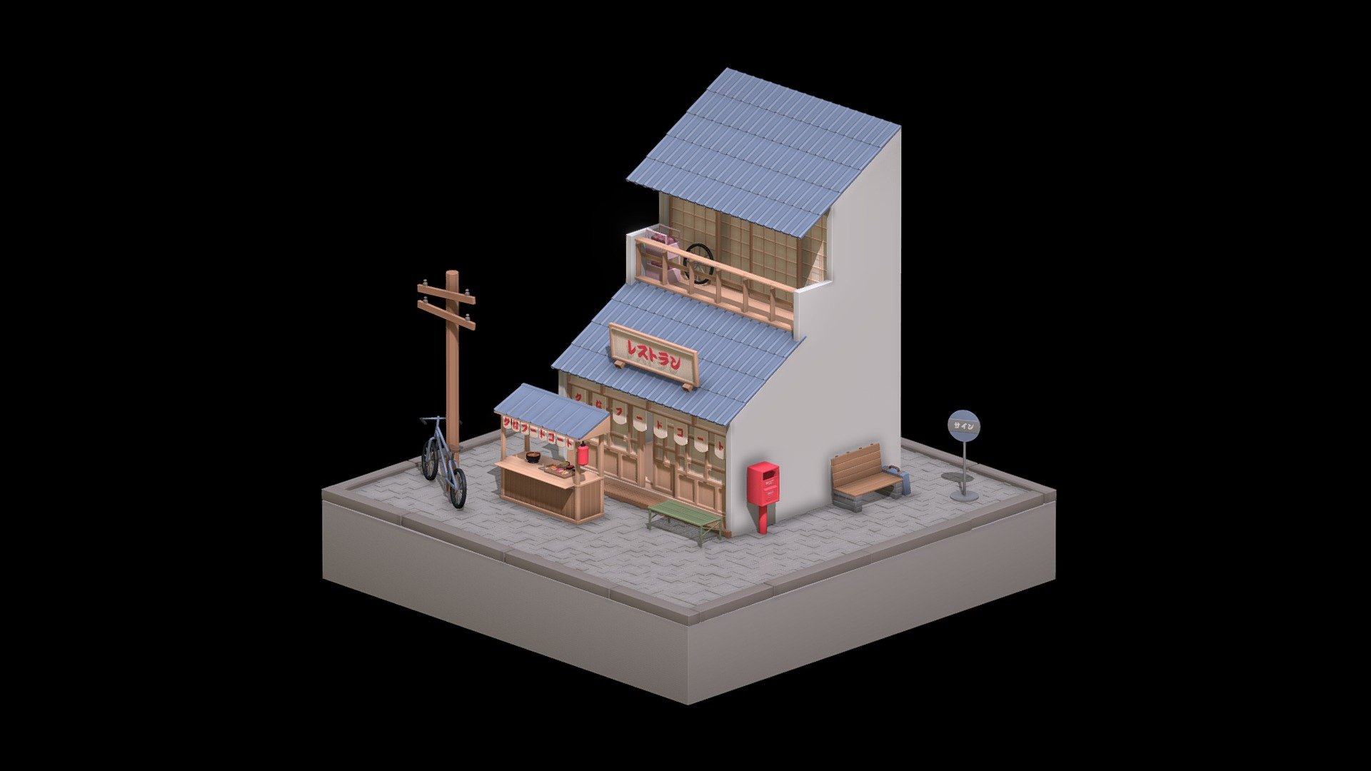 Japanese House Isometric - Download Free 3D model by Nichotine [319386c ...