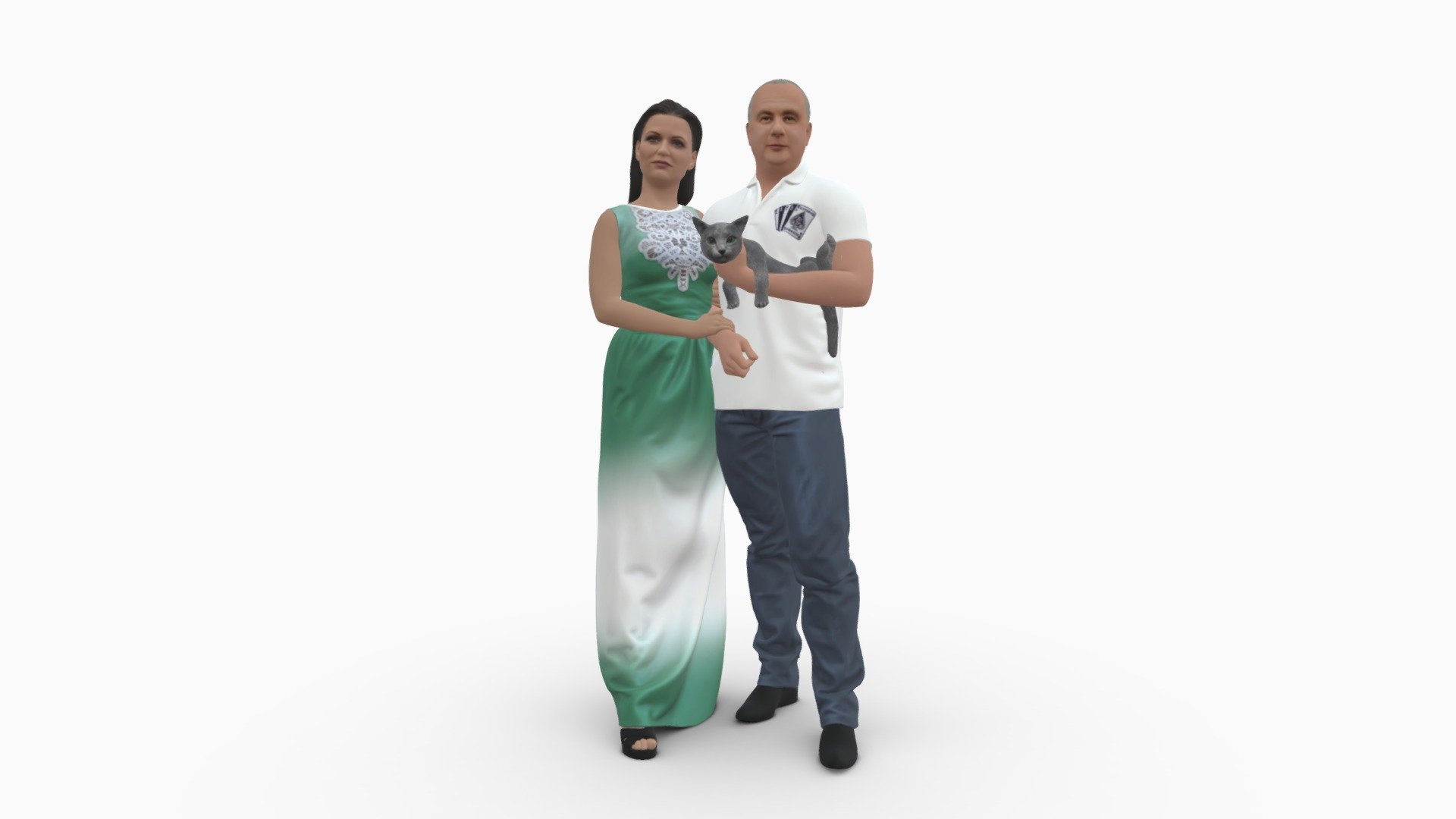 001050 man and woman of moddle age with cat - Buy Royalty Free 3D model ...