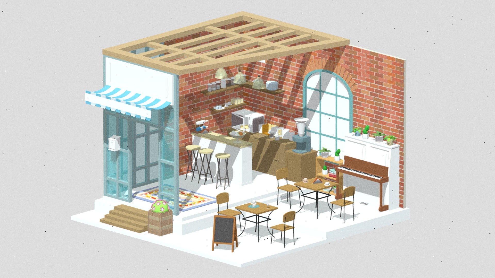 Coffee shop - Download Free 3D model by ART_LOLL (@evgenytvidov ...
