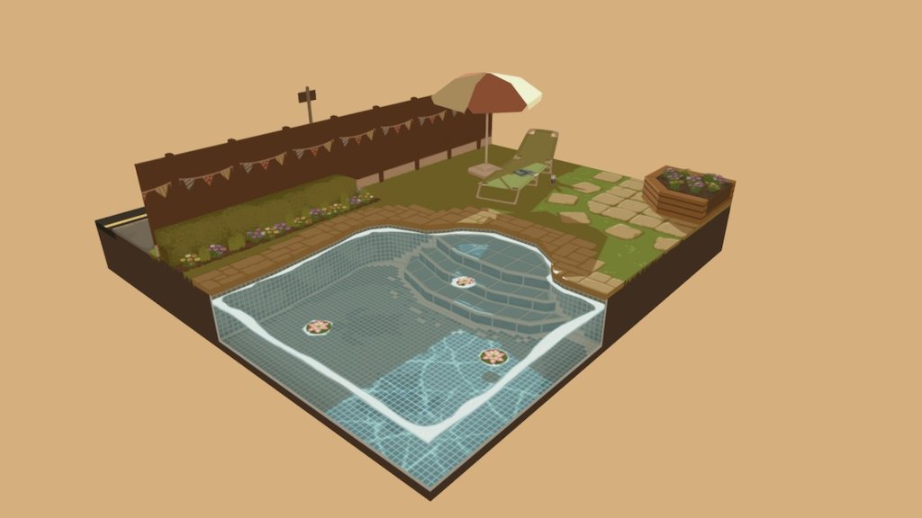 Garden Pool Diorama - 3D model by overgear [31a1a37] - Sketchfab