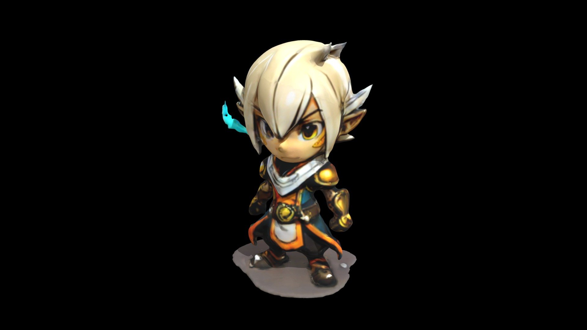 "Chibi-style warrior with white hair and gold ar - Download Free 3D ...