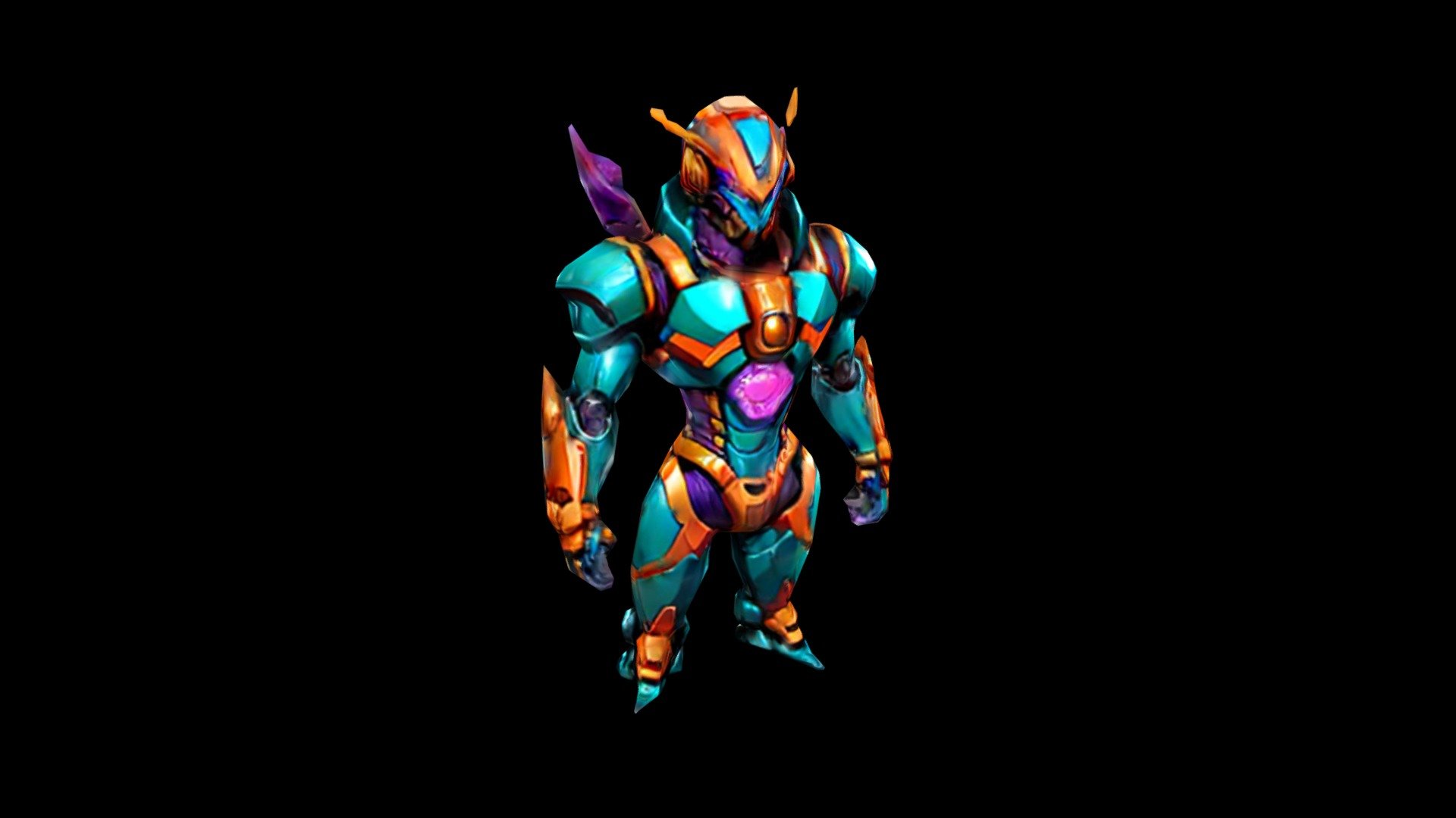 A detailed of a colorful, tech-inspired robot c - Download Free 3D ...