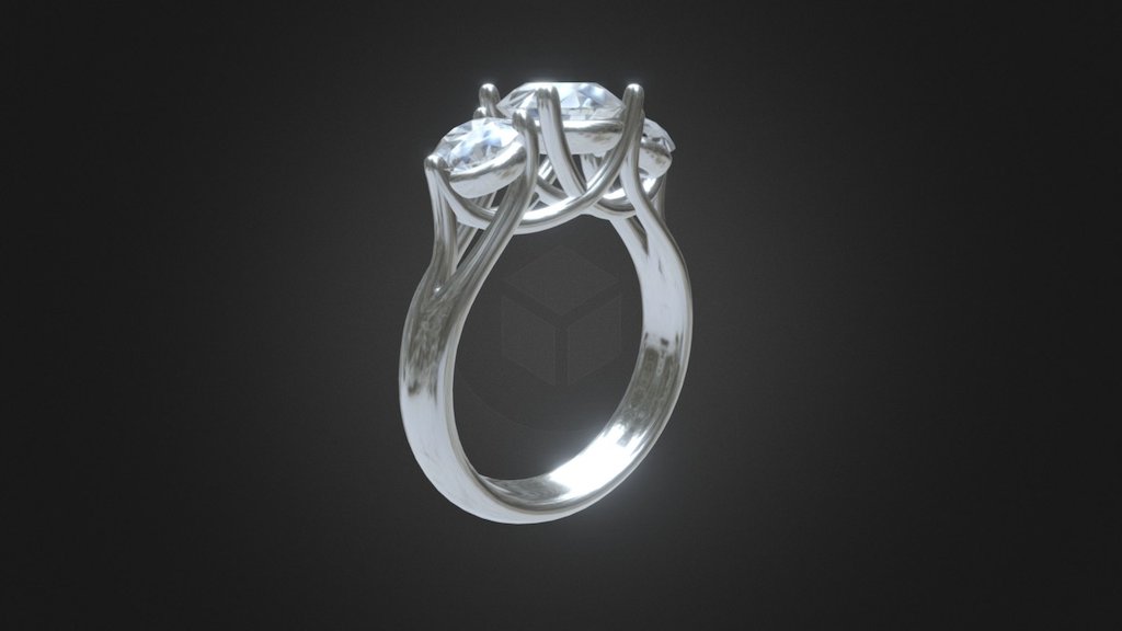 trible diamond ring - 3D model by khattab.go [31a5da7] - Sketchfab