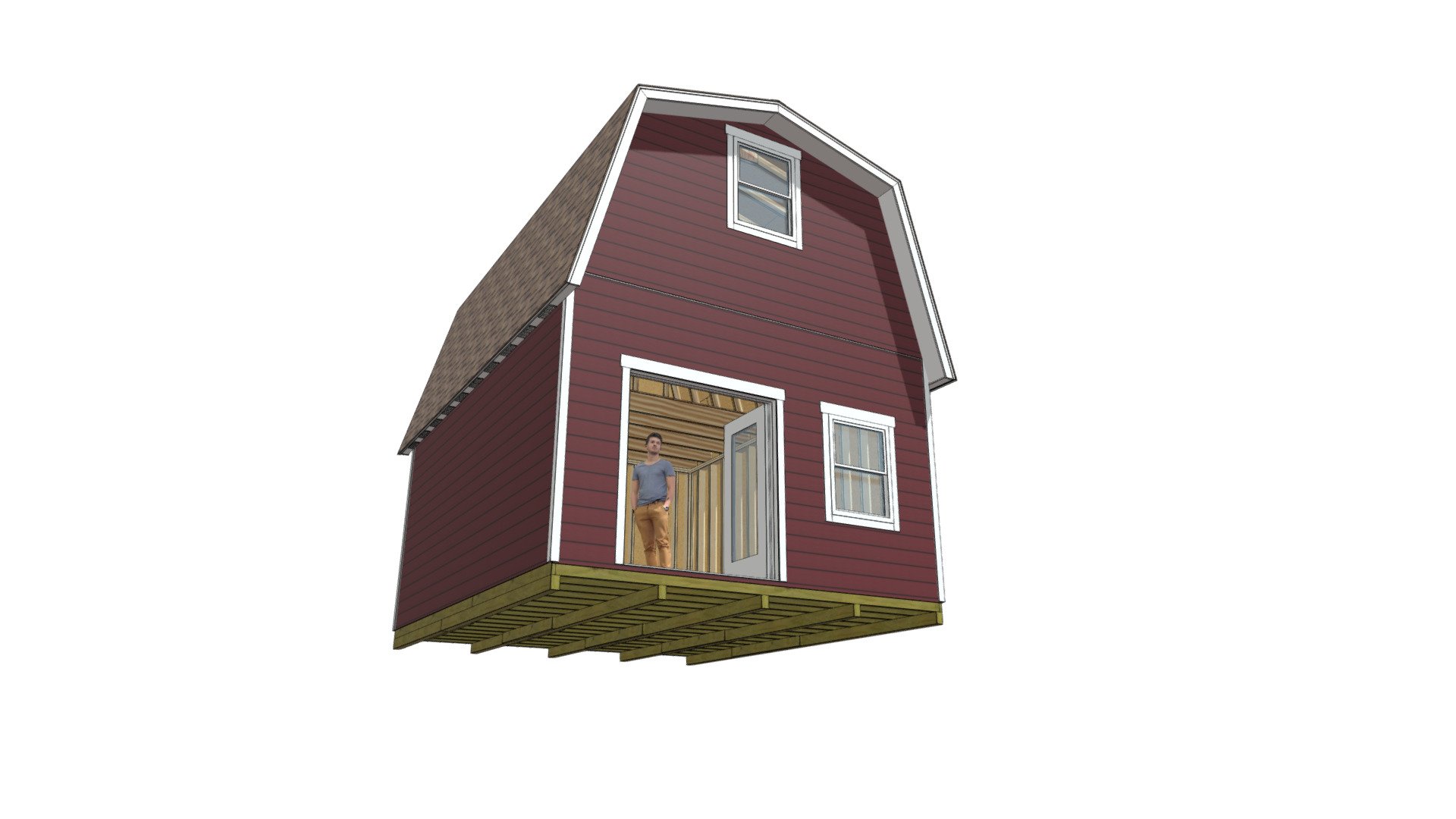 16x20 Barn Shed 10ft Walls - 3D model by shedking [31baaf0] - Sketchfab