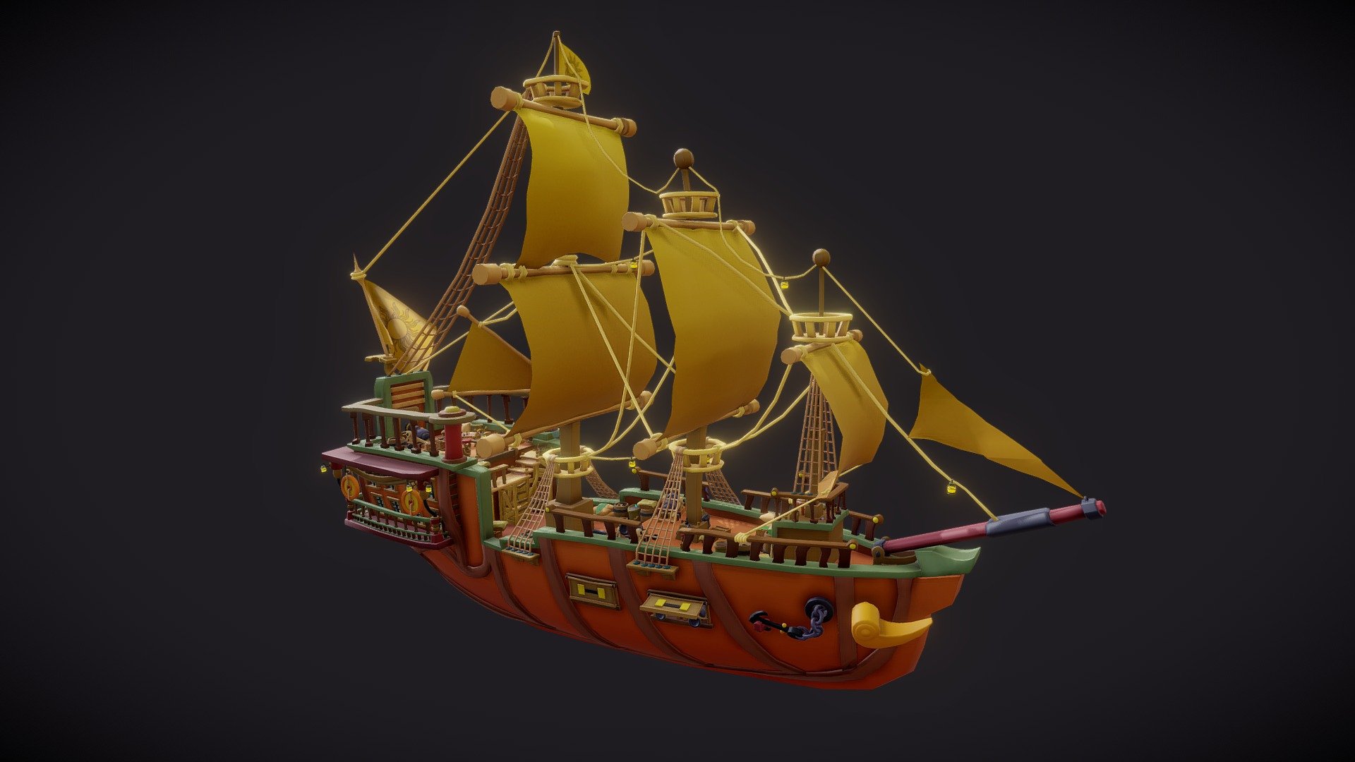 Not Stylized But Stylized Pirate Royality Ship - 3D model by cat is ...