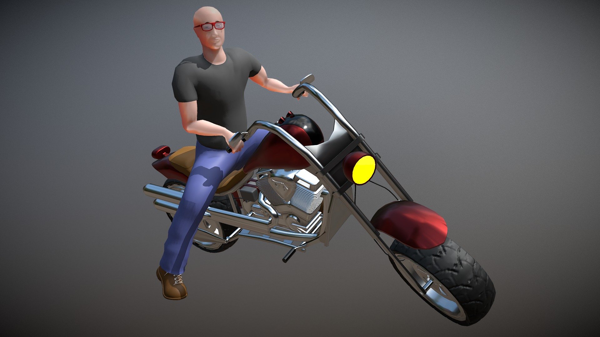 Motorcycle And Guy - 3D model by DanAranDesigns [31c9083] - Sketchfab