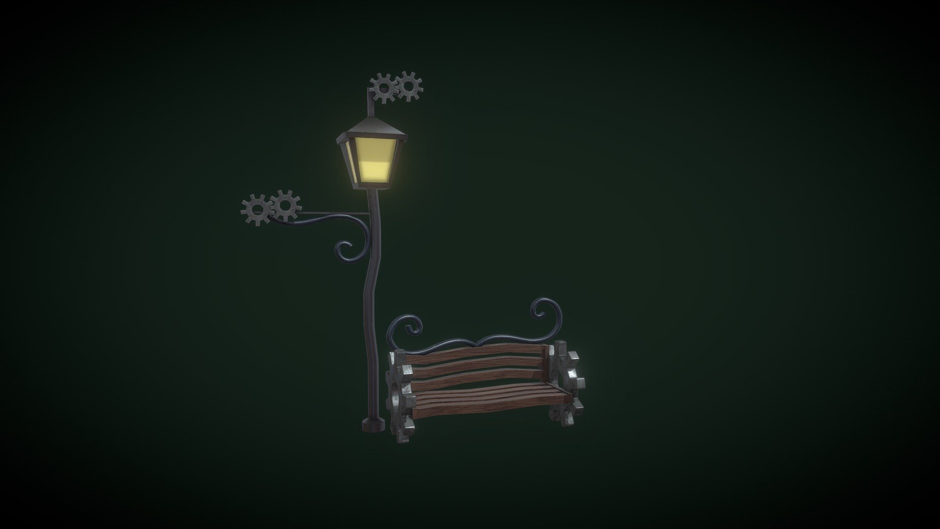 Steampunk Park Bench with Light - 3D model by Shuckwaffles ...
