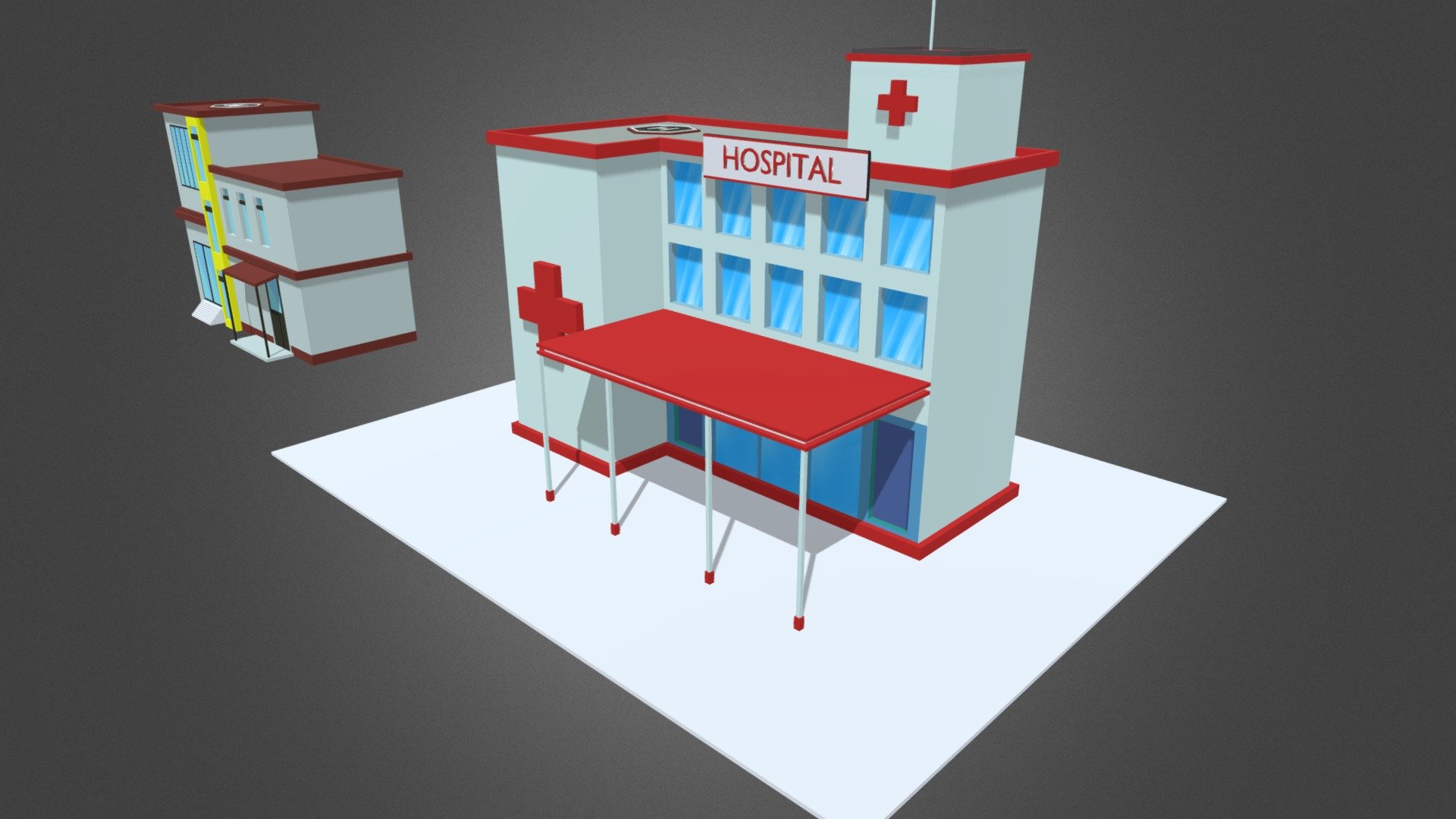Low Poly Hospital - Download Free 3D model by saqib24 [31ee55f] - Sketchfab