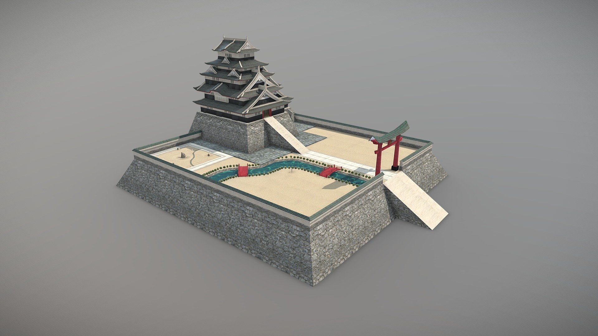 Japan Castle Diagram 3D Model - Download Free 3D model by Phuc Nguyen ...