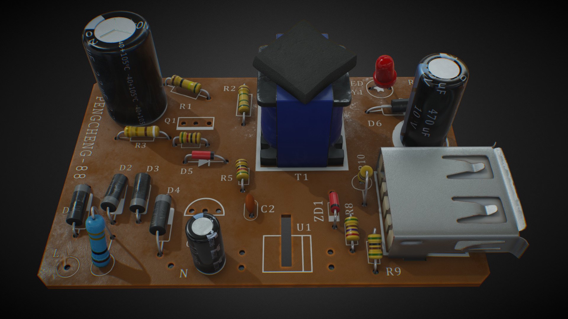 Printed circuit board - 3D model by awerty8 [31f400a] - Sketchfab