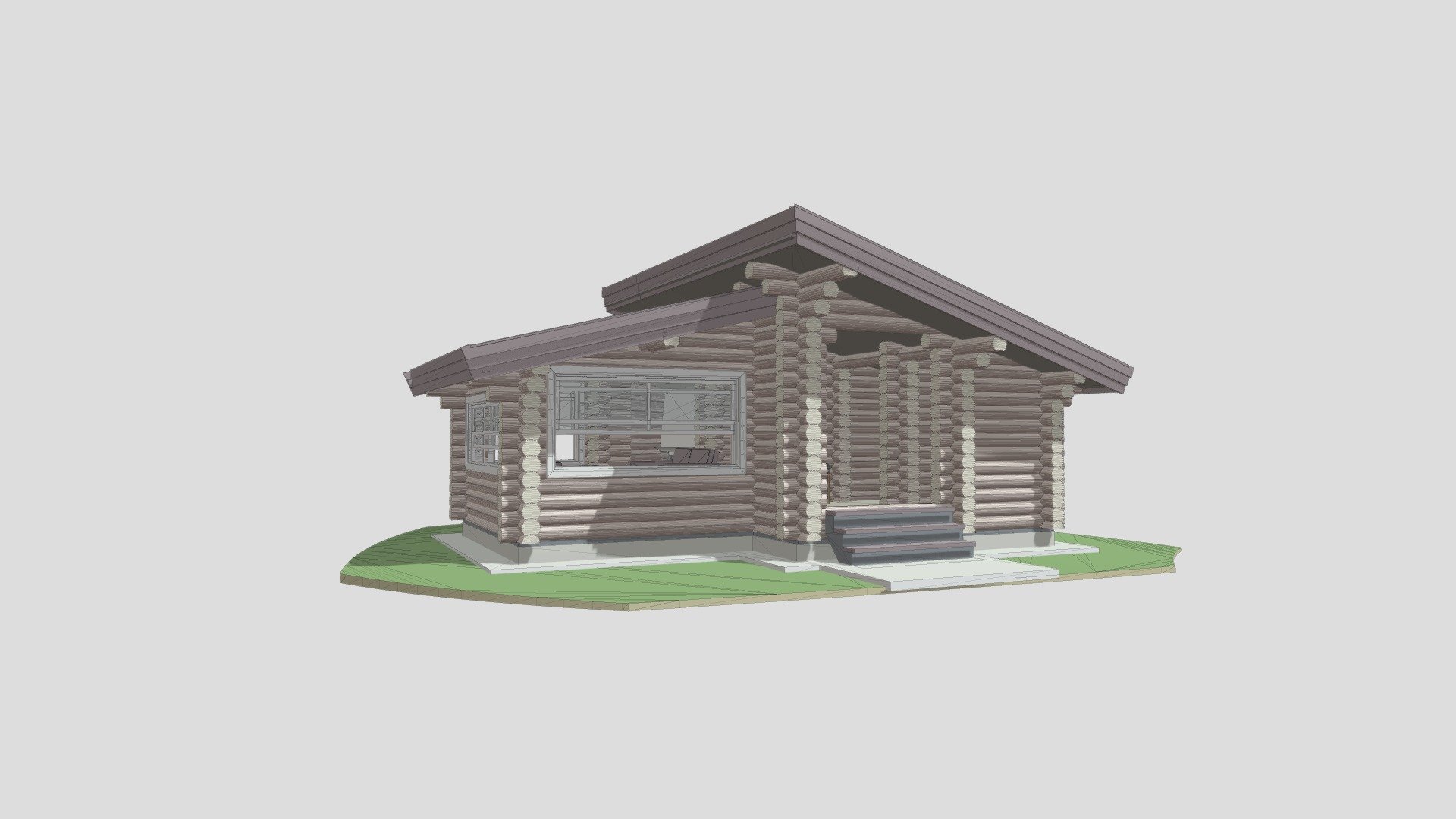 Log cabin garden - 3D model by projectstroy [3201916] - Sketchfab