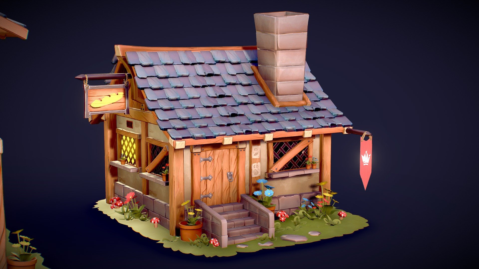 Stylized Houses | Made with 1 Material Only - Download Free 3D model by ...