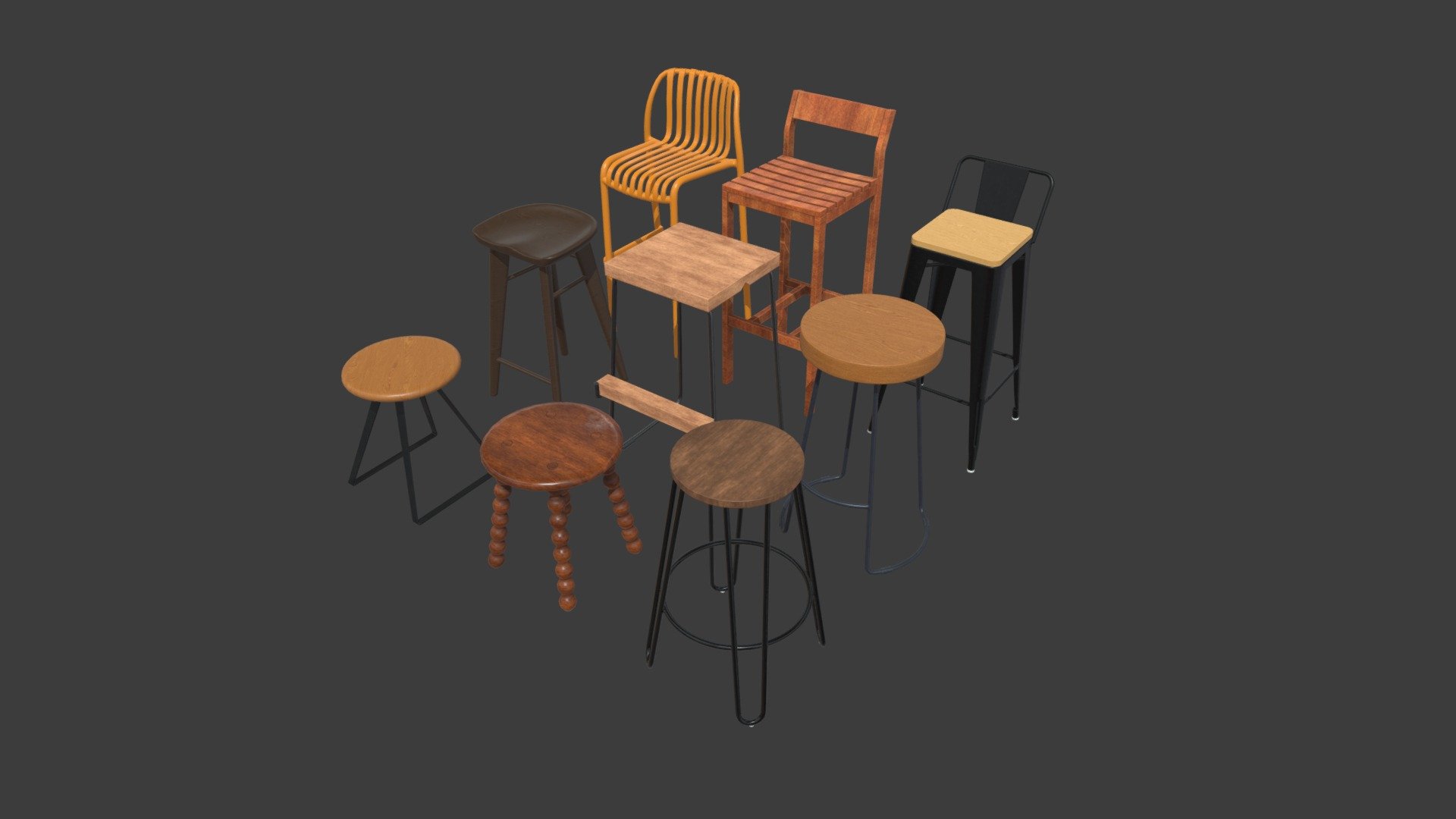 Stool Collection - Buy Royalty Free 3D model by Dimension Dazzle ...