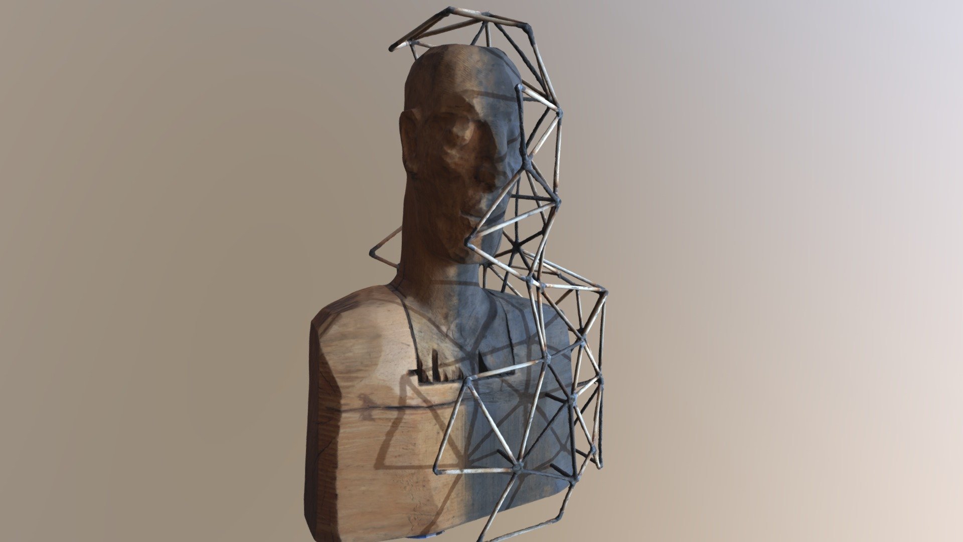 Wooden Man head Metal Man-700K - Buy Royalty Free 3D model by ...
