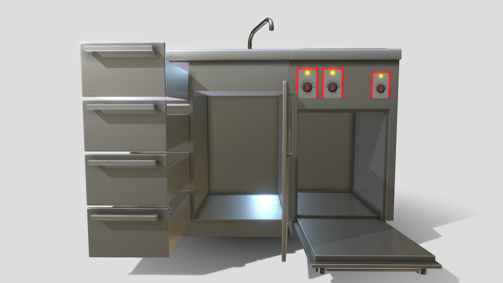 Small Kitchen Module University Canteen (Wip-14) - 3D model by VIS-All ...