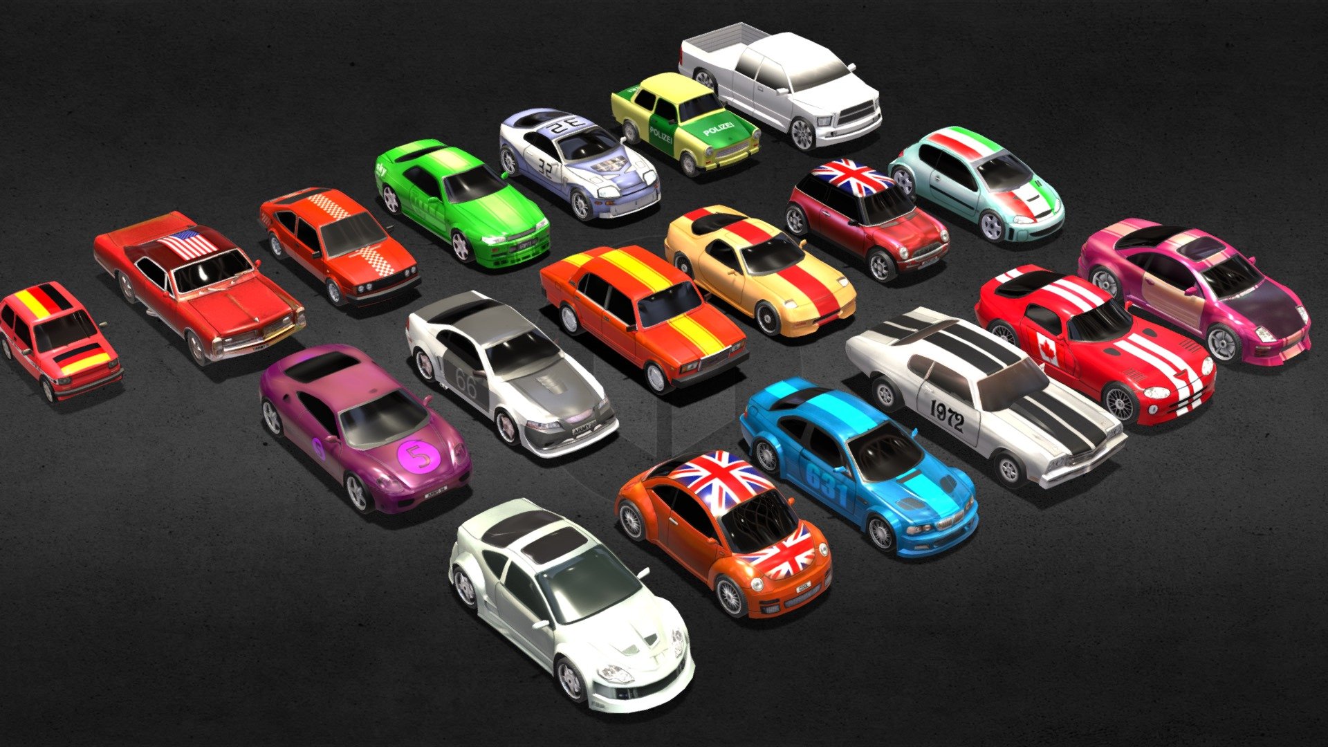 Toon car pack, low-poly, game-ready - Buy Royalty Free 3D model by ...