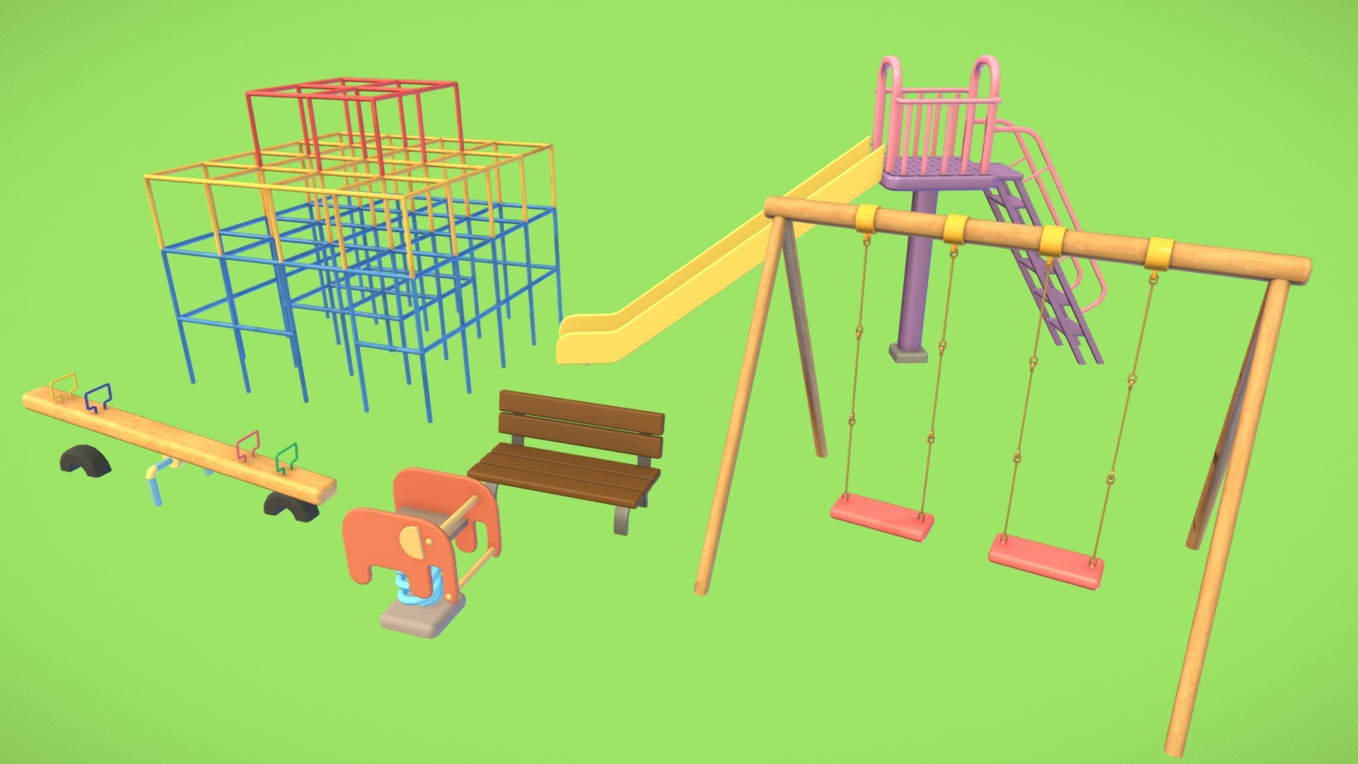 Cute Park Set - 3D model by Kana-Beru [32600bb] - Sketchfab