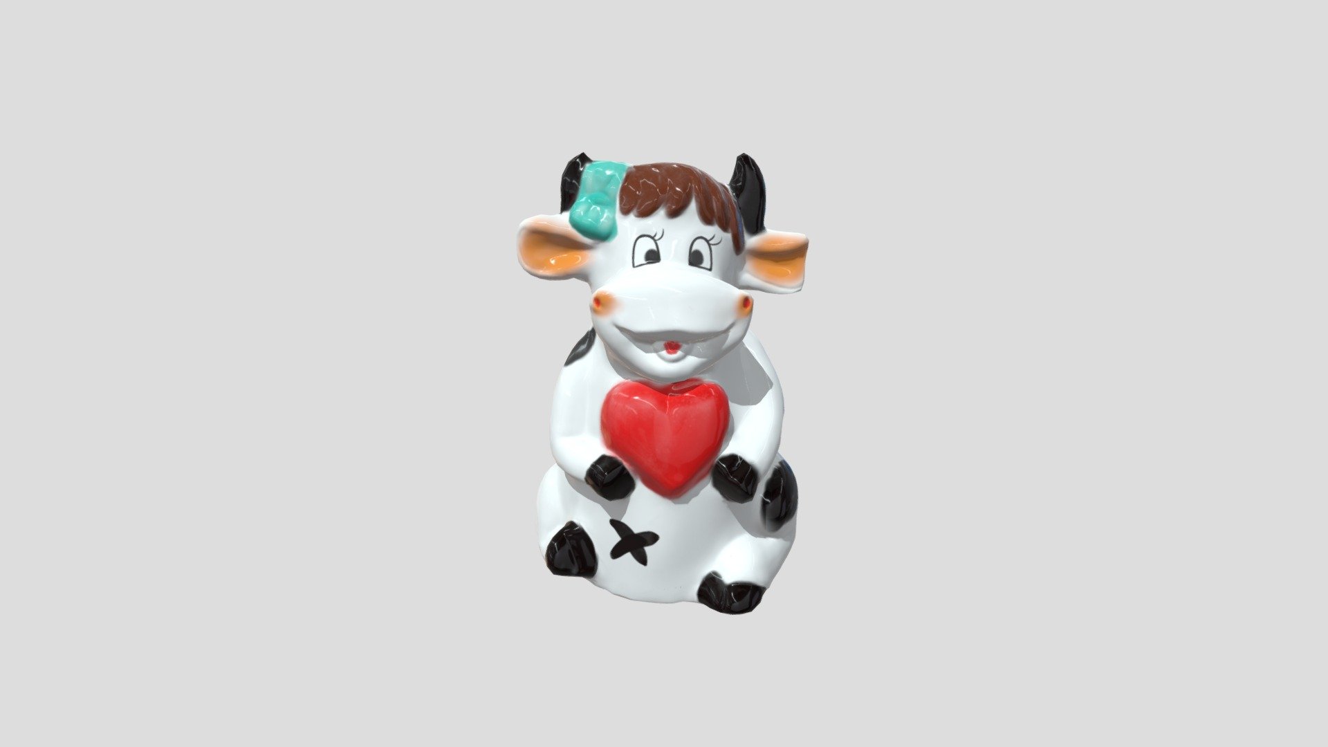 Figurine of Cow with heart - Download Free 3D model by ironmesh ...