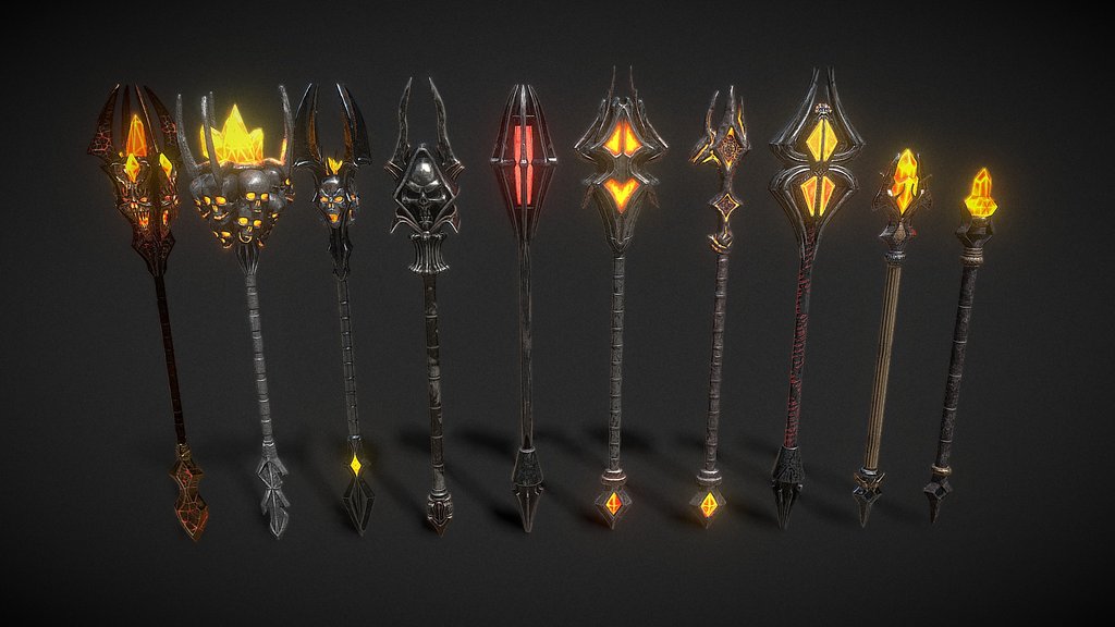 Fantasy staffs pack - A 3D model collection by zilbeerman - Sketchfab