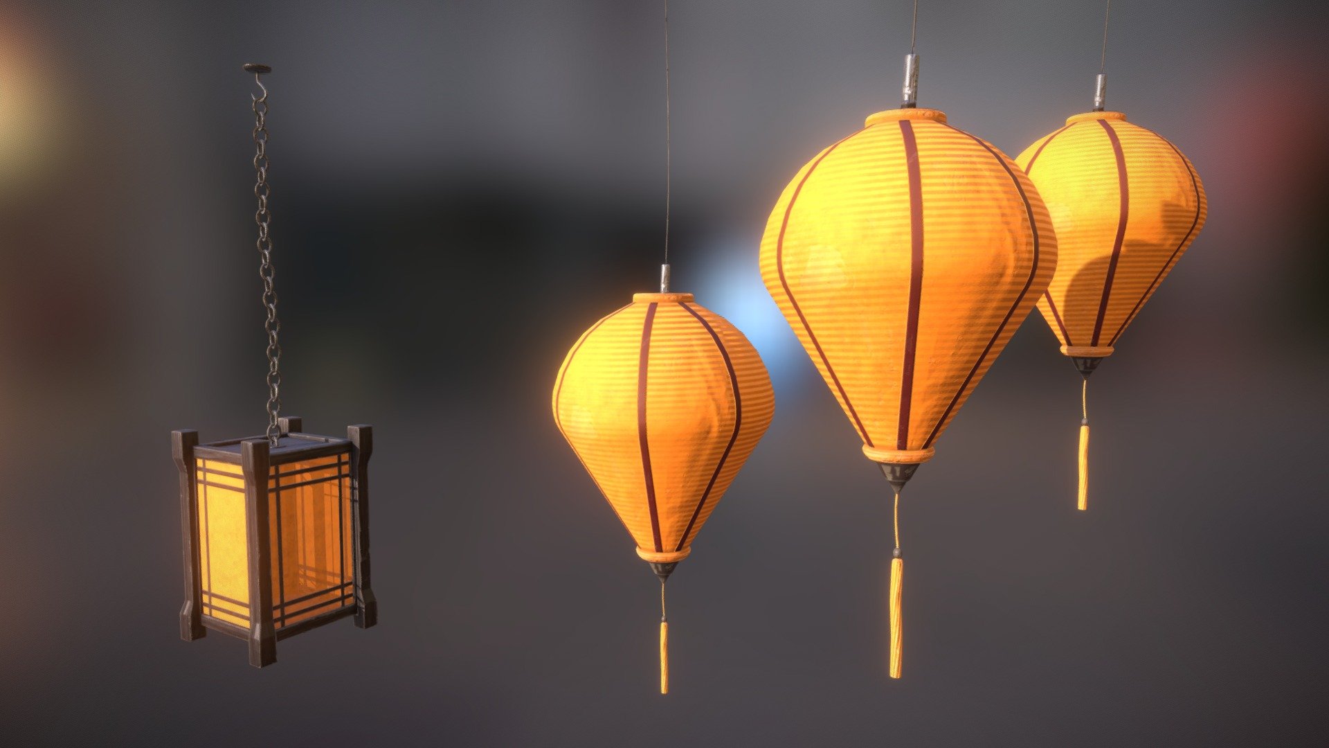 Oriental Lanterns - Download Free 3D model by SierraChase [3283e1c ...