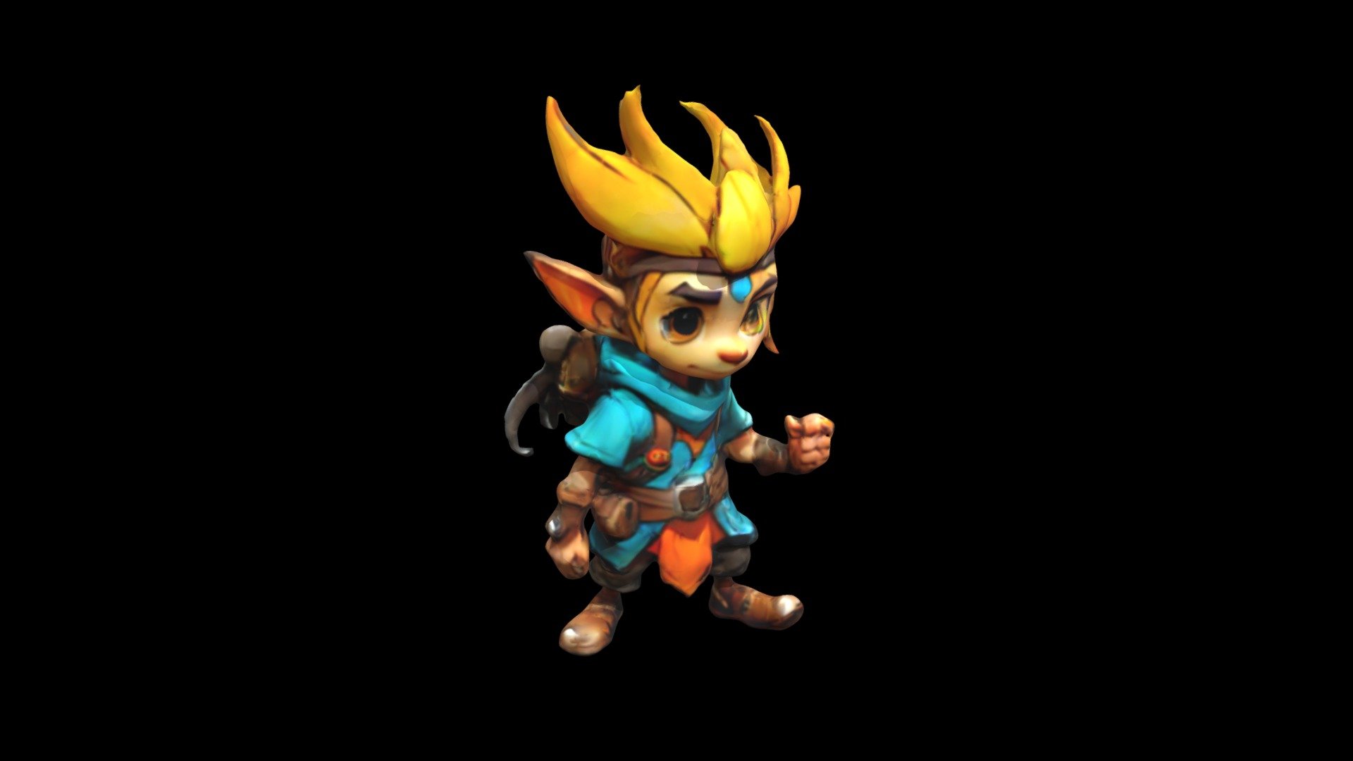 a cartoon character with a blue shirt and bro - Download Free 3D model ...