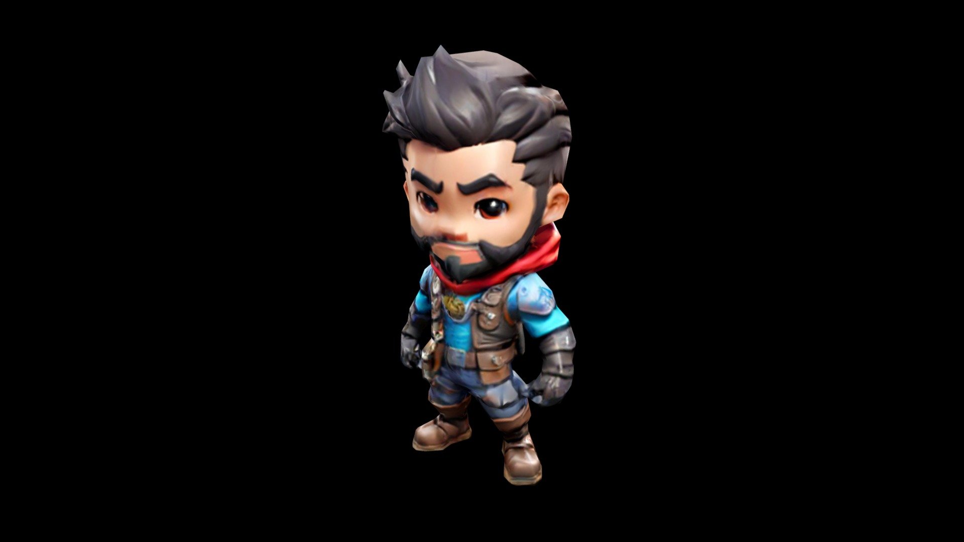 Bearded character with long hair, wearing blue s - Download Free 3D ...