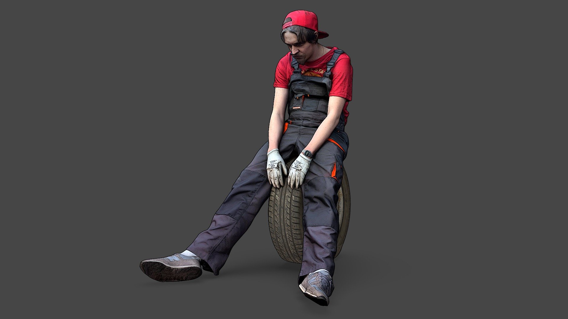 Car Mechanic Sitting on a Wheel - 3D model by kanistra [32ab528 ...