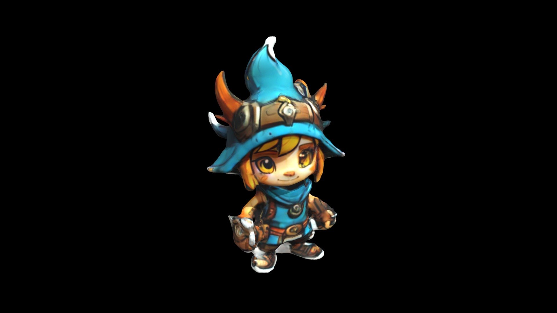 a cartoon character wearing a blue hat with h - Download Free 3D model ...