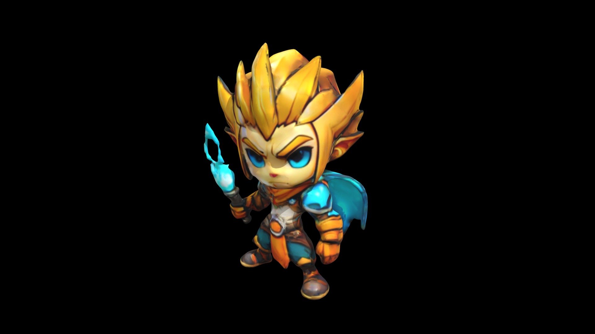 a cartoon character with a blue cape holding - Download Free 3D model ...