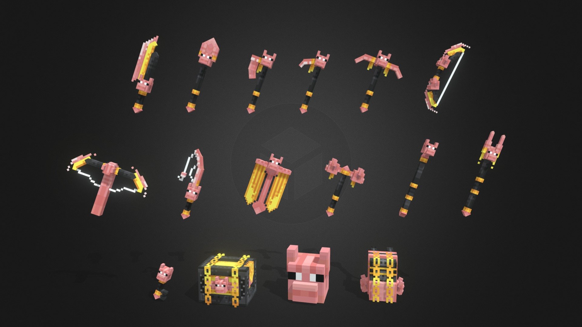Piggy set - Buy Royalty Free 3D model by MCMobs.net (@mcmobs) [32dbcdb] - Sketchfab Store