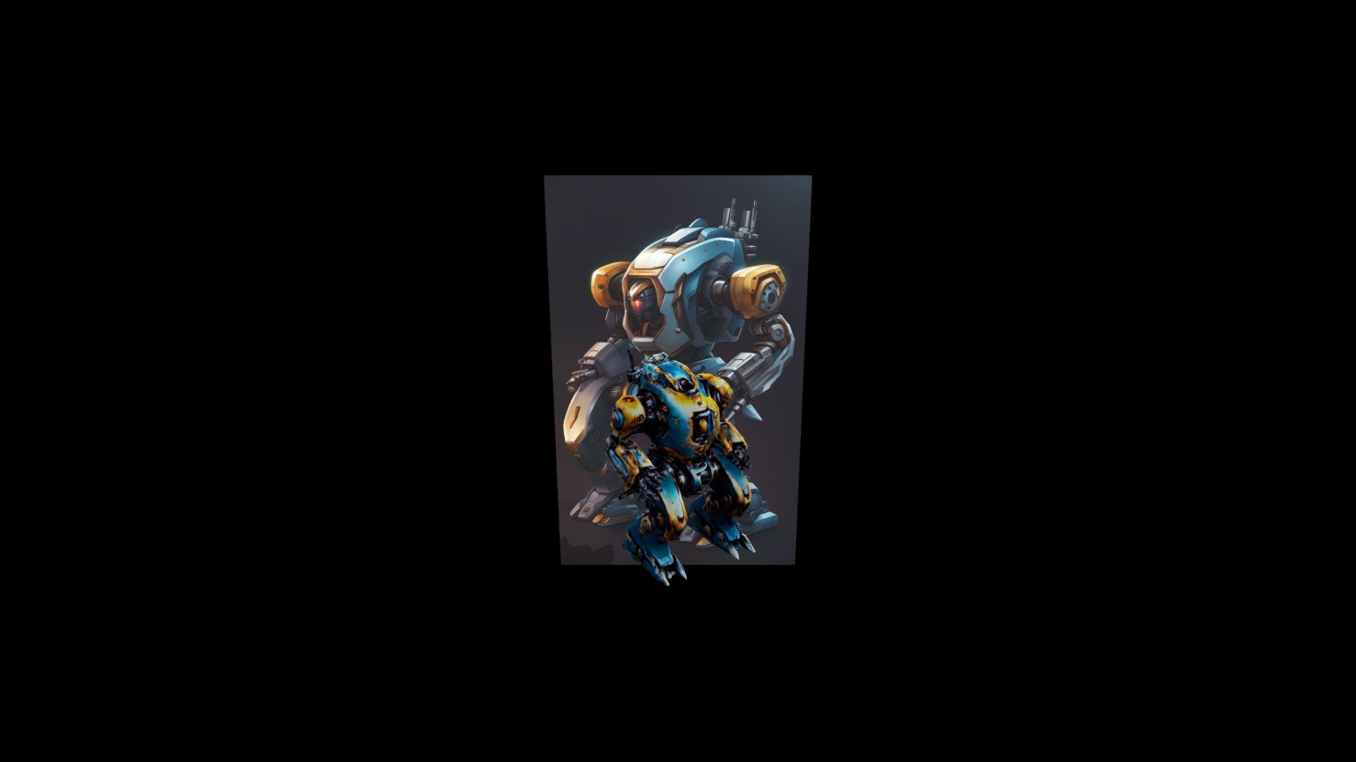 Blue and Gold Robot A blue and gold robot sta - Download Free 3D model ...