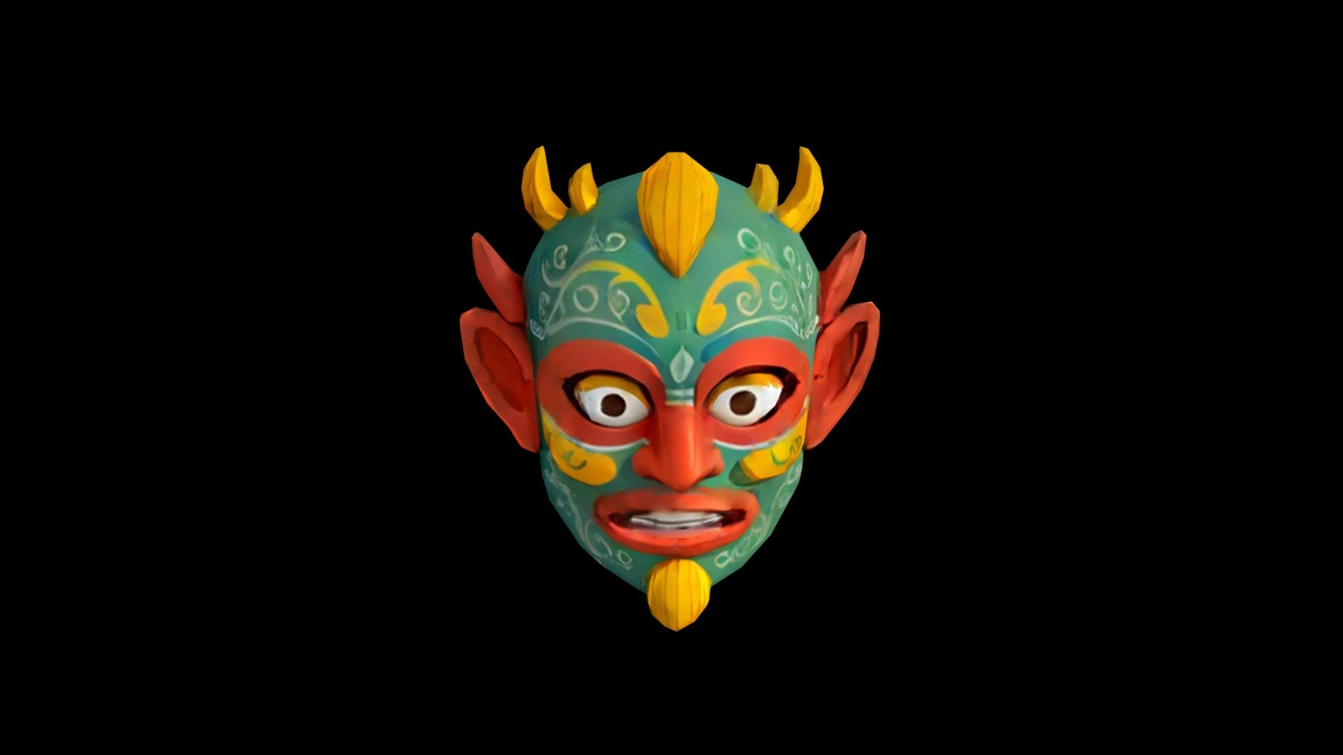 A colorful mask with green, yellow, and orange c - Download Free 3D ...