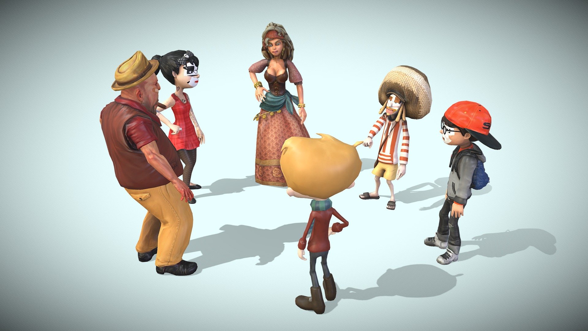 Group of 6 Animated Talking Cartoon Characters - 3D model by ...