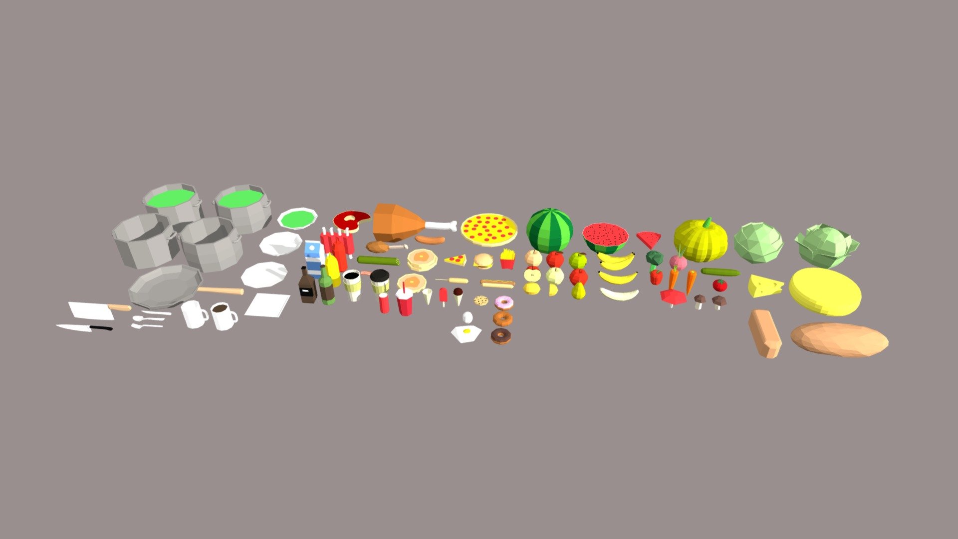 Low Poly - Food Pack - Buy Royalty Free 3D model by ADZiook [33174b8 ...