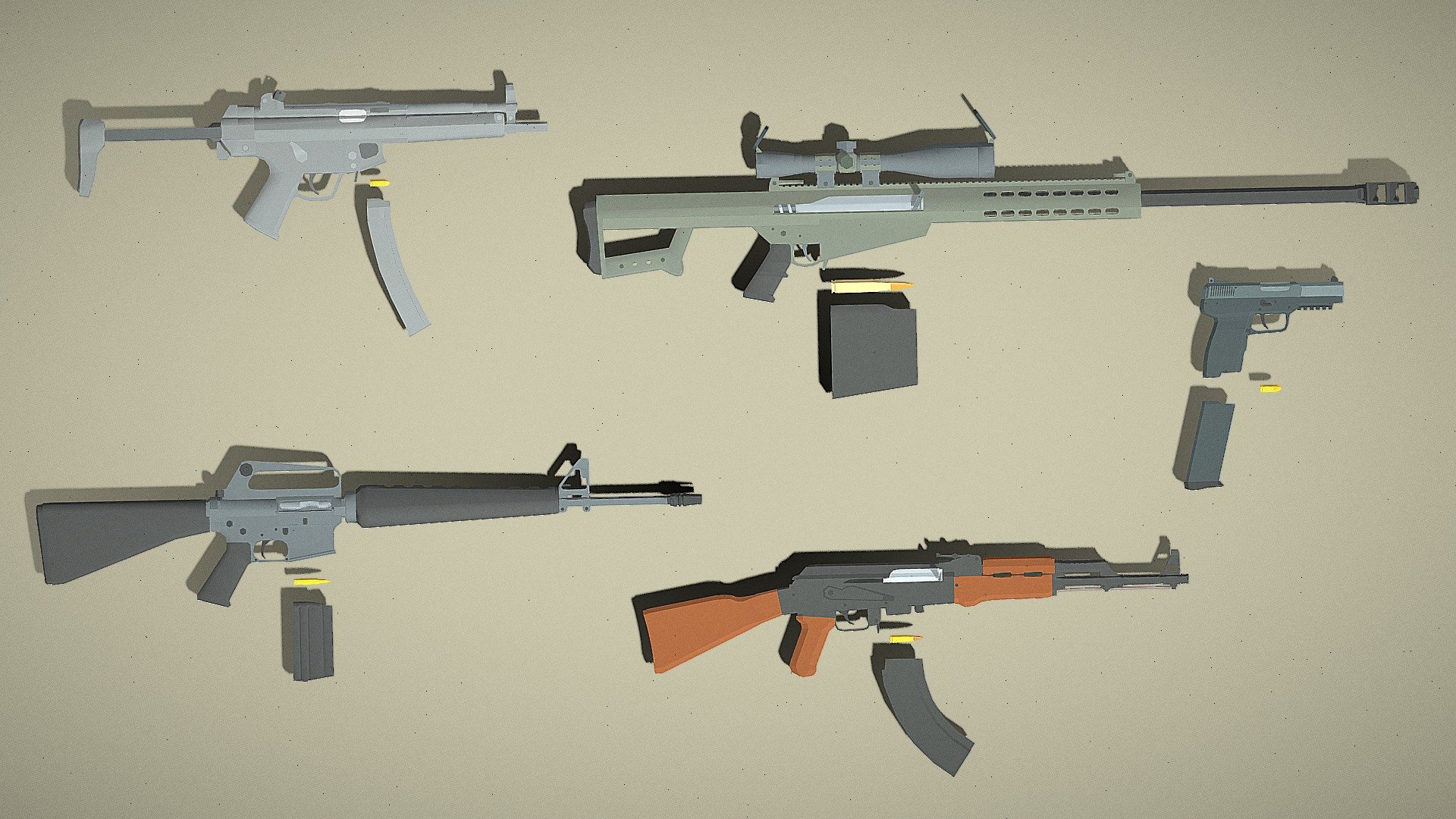 Free Pack - Gun - Download Free 3D model by PolyOne Studio (@polyone ...